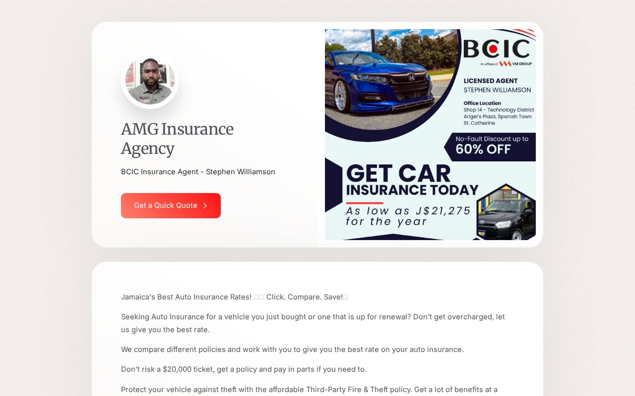 AMG Insurance Agency - Online & In-Office Insurance in Jamaica